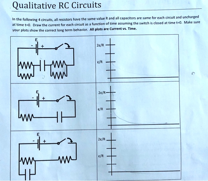 SOLVED: Qualitative RC Circuits In the following circuits, all resistors have the same value and ...