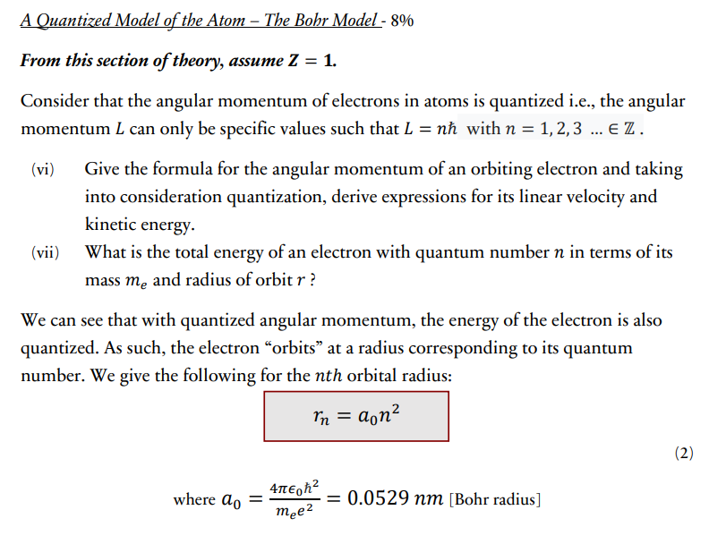 A Quantized Model of the Atom - The Bohr Model - 8 % From this section ...