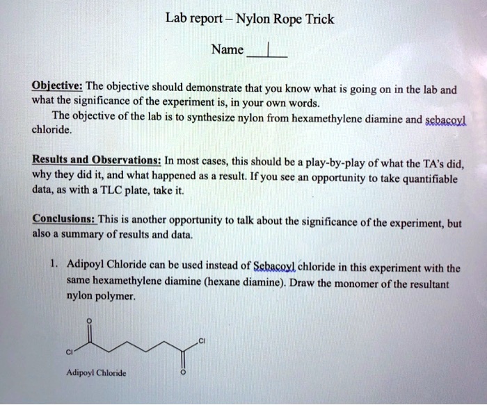 Lab report - Nylon Rope Trick Name Objective: The objective should ...