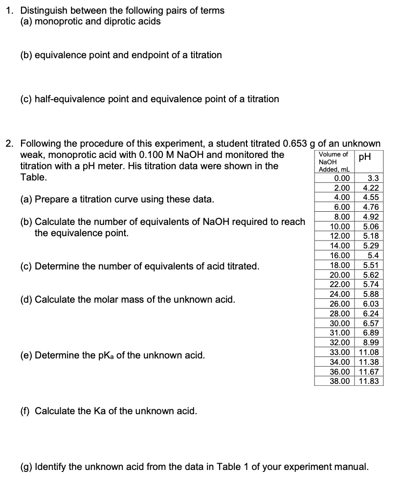 SOLVED: Distinguish between the following pairs of terms monoprotic and ...