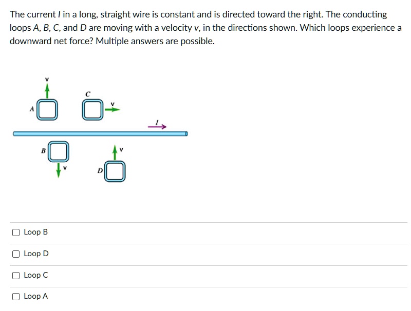 SOLVED: The current in a long; straight wire is constant and is directed toward the right: The ...