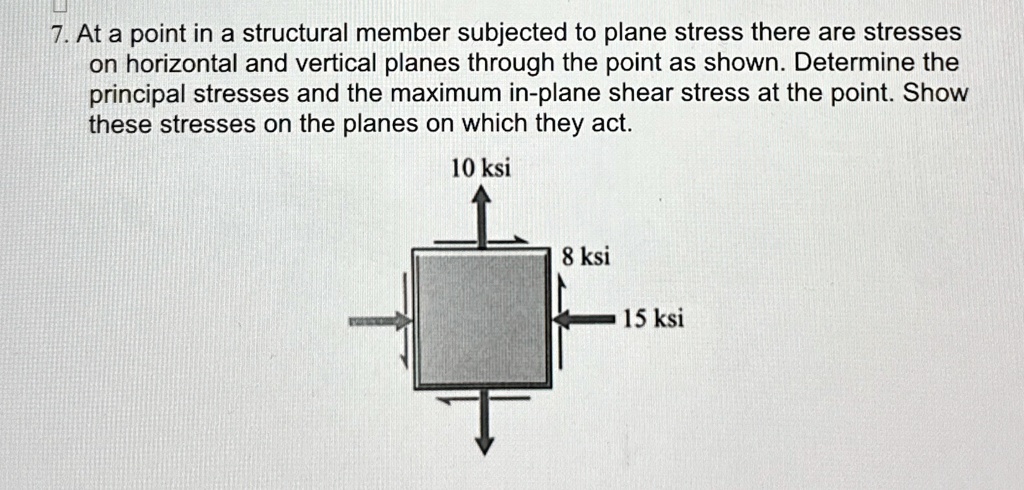 7. At a point in a structural member subjected to plane stress there ...