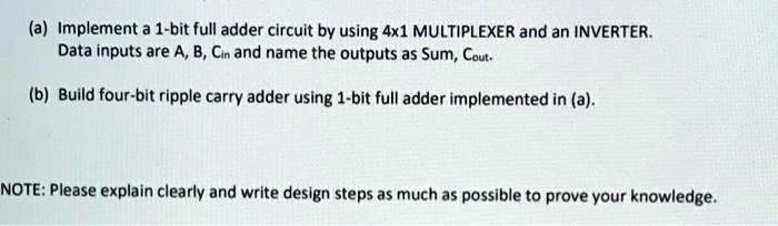 Solved A Implement A 1 Bit Full Adder Circuit By Using A 4x1 6807