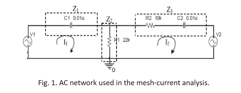 SOLVED: a.) Using the mesh-current technique, calculate the mesh currents I1 and I2 of the ...