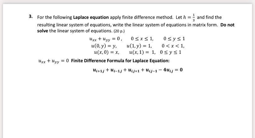 Solved For The Following Laplace Equation Apply Finite Difference