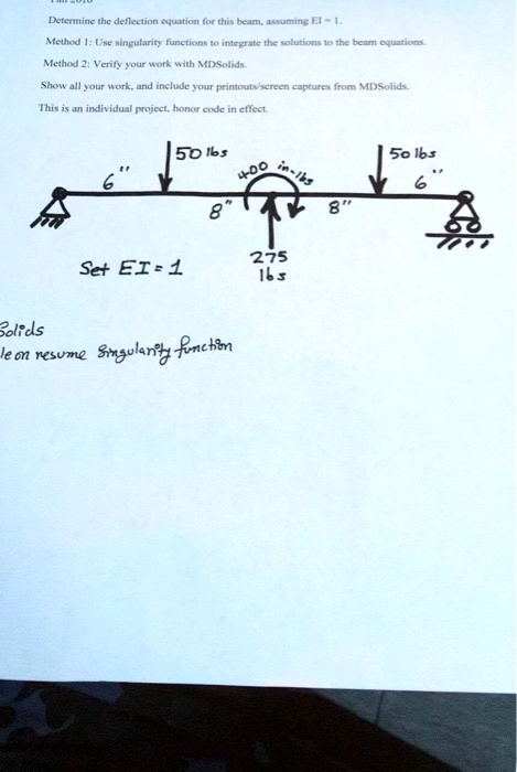 Solved Determine The Deflection Equation For This Beam Method 1 Use Singularity Functions To 0091