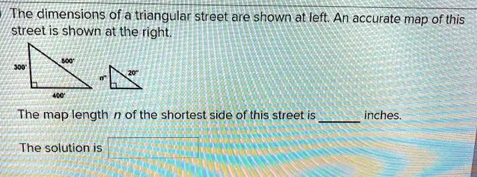 The dimensions of a triangular street are shown at left. An accurate ...