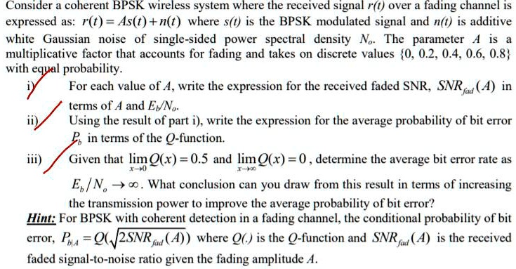 VIDEO solution: Consider a coherent BPSK wireless system where the ...