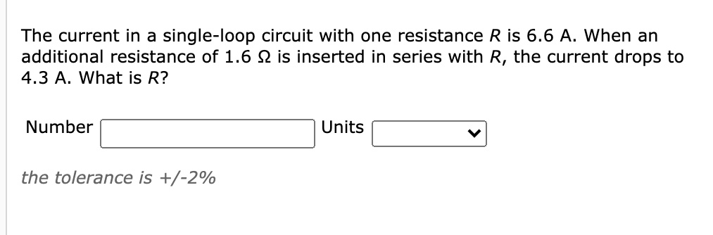 SOLVED:The current in single-loop circuit with one resistance R is 6.6 A. When an additional ...