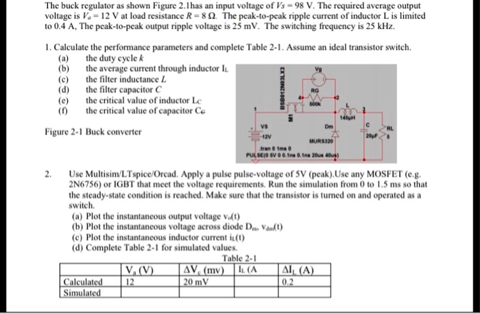 the buck regulator as shown figure 21has an input voltage of vs 98 v the required average output ...