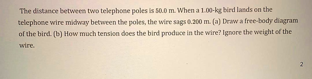 SOLVED: The distance between two telephone poles is 50.0 m. When a 1.00 ...