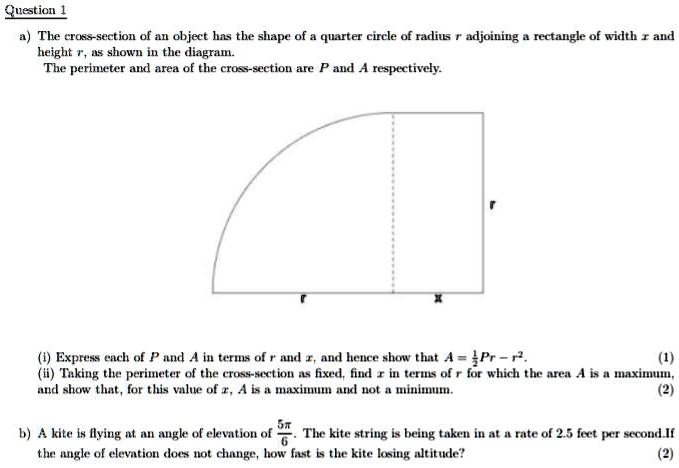 SOLVED: Question The cross-section of an object has the shape of a ...