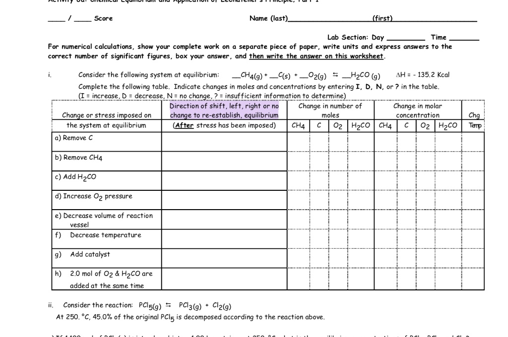 SOLVED: Score Name (last) (first) Lab Section: Day Time For numerical ...