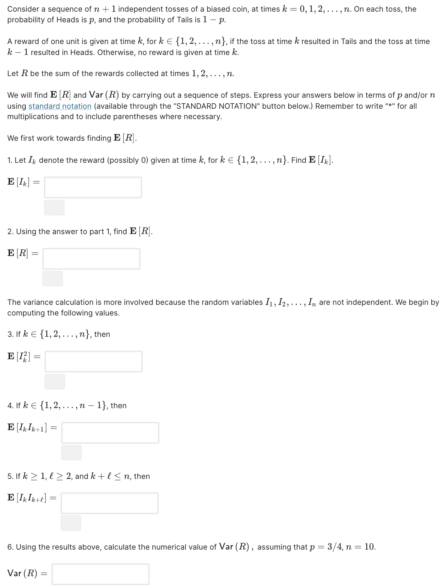 [GET ANSWER] Consider a sequence of n+1 independent tosses of a biased ...