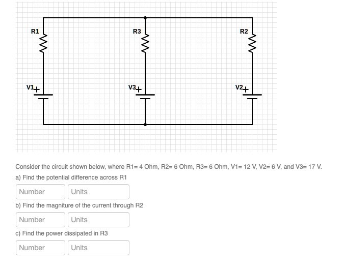 SOLVED: Consider the circuit shown below; Where RI= Ohm; RZ= Ohm; R3 ...
