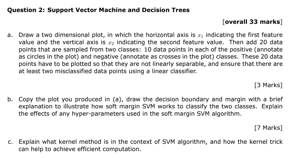 SOLVED: Question 2: Support Vector Machine and Decision Trees [overall ...