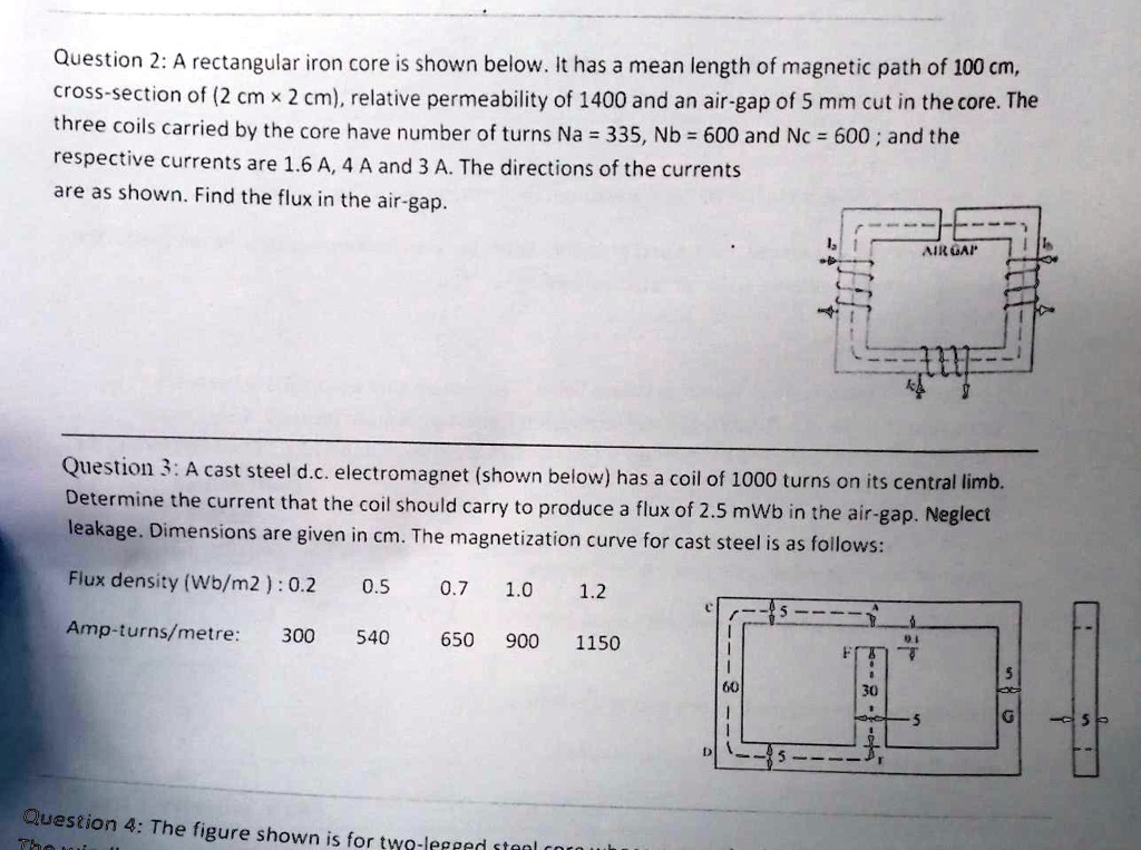 SOLVED: Question 2:A rectangular iron core is shown below.It has a mean ...