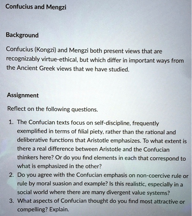 SOLVED: Confucius (Kongzi) and Mengzi both present views that are ...
