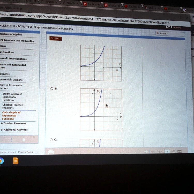 On a piece of paper, graph f(x) = 4^x. Then determine which answer matches the graph you drew ...
