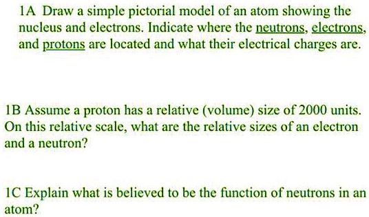 1A Draw a simple pictorial model of an atom showing the nucleus and ...