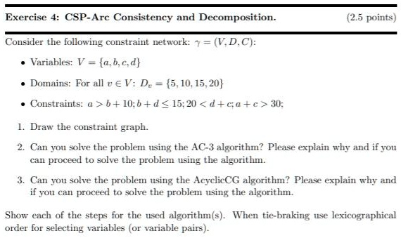 Solved Exercise 4 Csp Arc Consistency And Decomposition 25 Points Consider The Following 2575