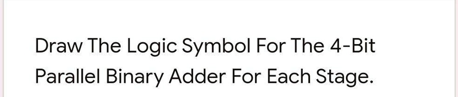 SOLVED: Draw The Logic Symbol For The 4-Bit Parallel Binary Adder For Each Stage: