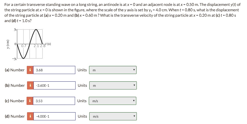 SOLVED: For certain transverse standing wave on long string; an antinode isatx= Oand a ...