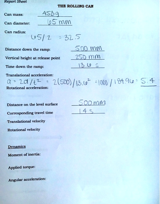 SOLVED: Using this information describing a rolling can down a ramp ...