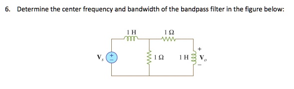 SOLVED: Determine the center frequency and bandwidth of the bandpass ...
