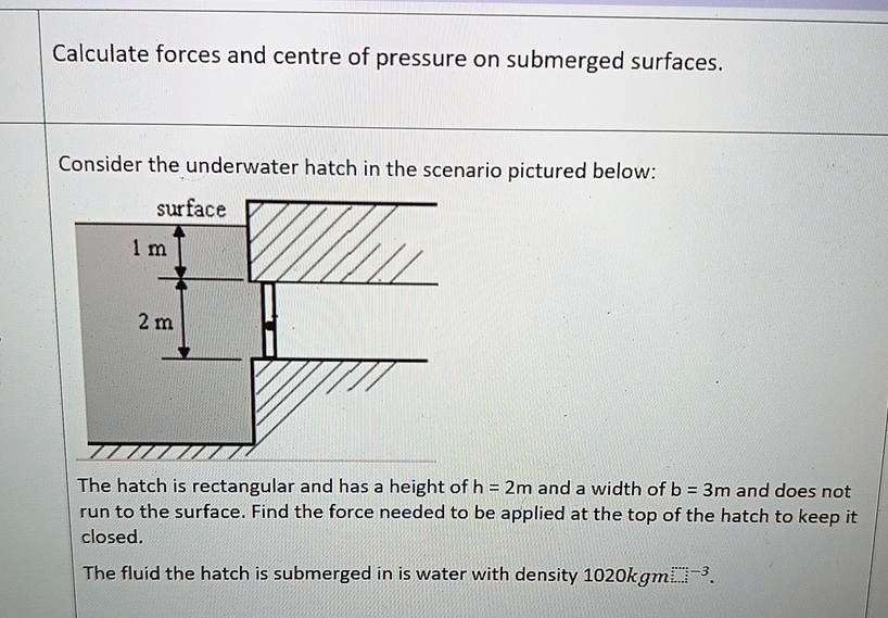 [GET ANSWER] Calculate forces and centre of pressure on submerged ...