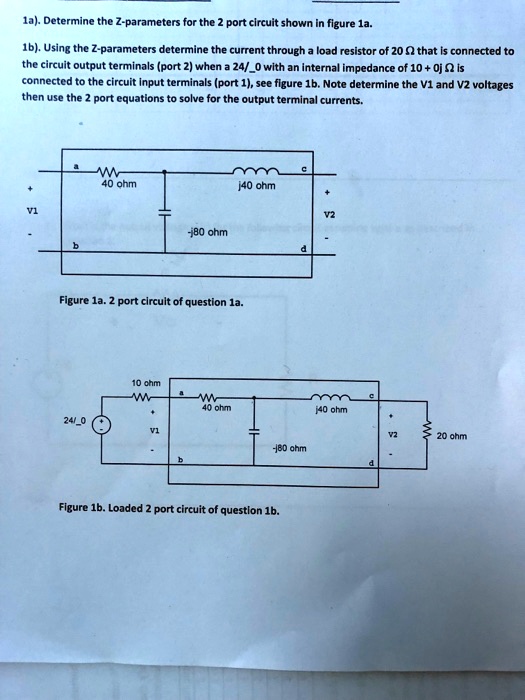 SOLVED: Can anyone solve this circuit problem 1a).Determine the Z-parameters for the 2 port ...