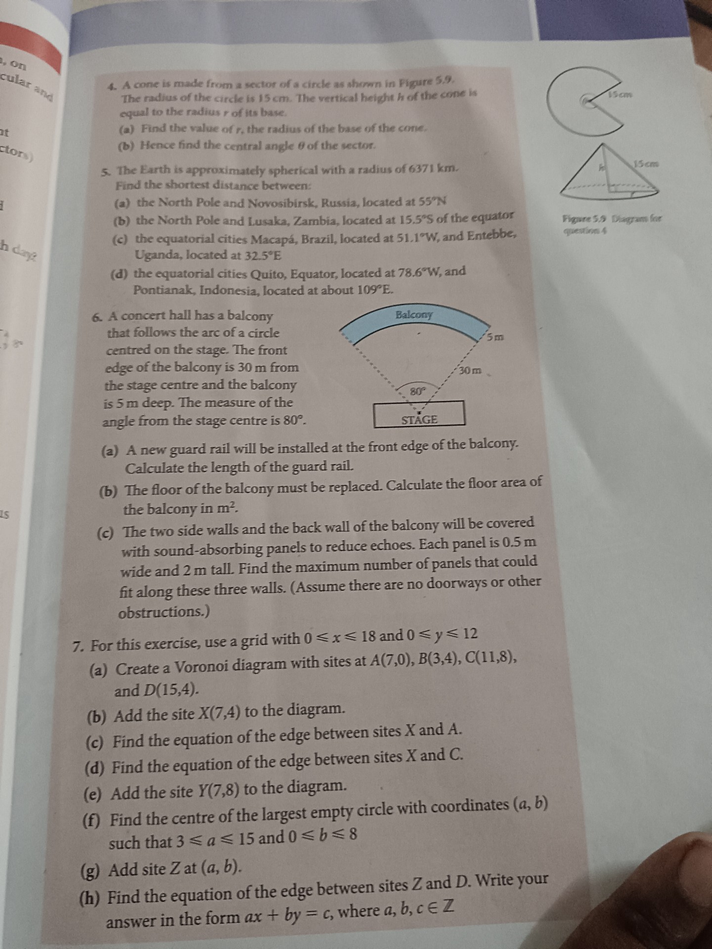 4. A cone is made from a sector of a circle as shown in Figure 5.9 ...