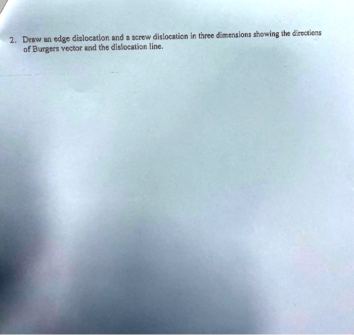 SOLVED: 2. Draw an edge dislocation and a screw dislocation in three ...