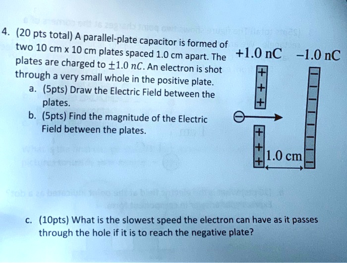 20 pts total a parallel plate two 10 cm x 10 capacitor is formed of cm ...