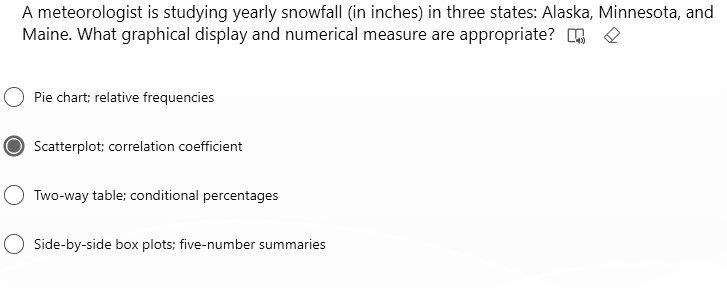 A meteorologist is studying yearly snowfall (in inches) in...