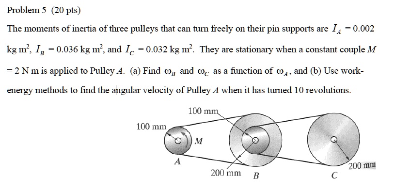 problem 5 20 pts the moments of inertia of three pulleys that can turn ...