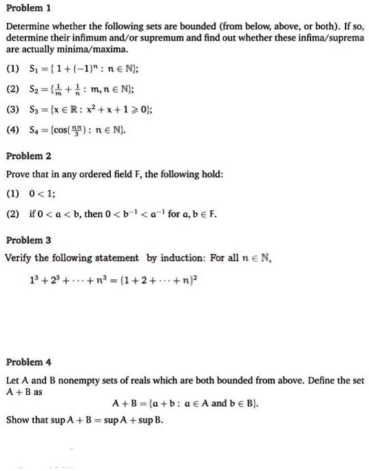 problem determine whether the following sets are bounded from below ...