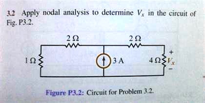 [GET ANSWER] 3.2 Apply nodal analysis to determine Vx in the circuit of Fig. P3.2.