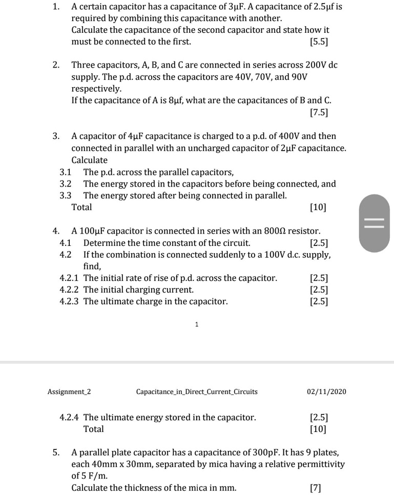 SOLVED: A certain capacitor has a capacitance of 3uF. A capacitance of ...