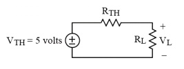 SOLVED: Given the following circuit with RTH = 2KÎ© and VTH = 5 volts ...