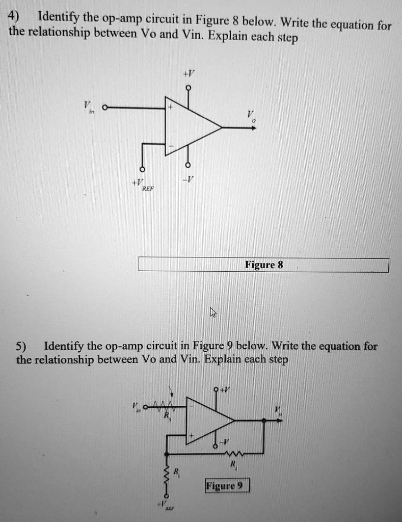 Identify the op-amp circuit in Figure 8 below. Write the equation for ...