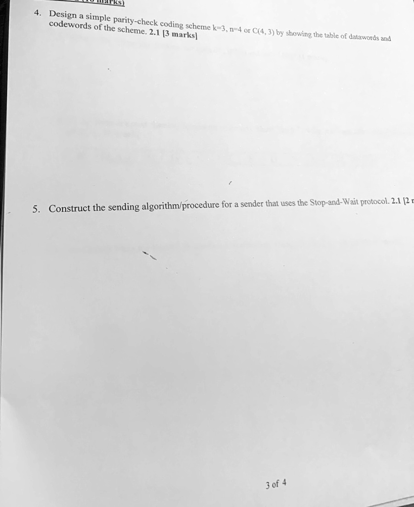 Solved Texts 1 Codewords Of The Scheme 21 3 Marks 2 Construct The Sending Algorithm 7591