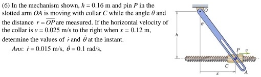 SOLVED: the mechanism shown 0,16 I and pin in the slotted arI OA moving ...