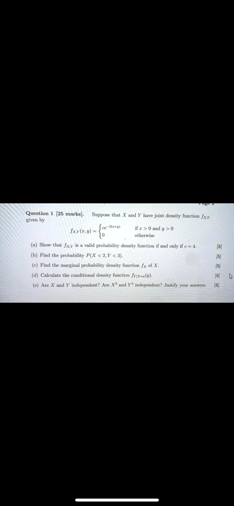 Solved Texts Question 1 25 Marks Suppose That X And Y Have Joint 6402