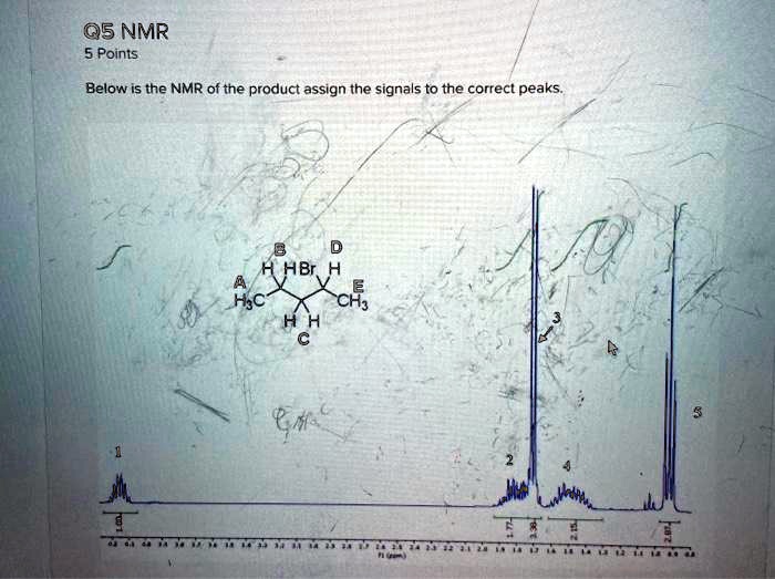 Q5 NMR 5 Points Below is the NMR of the product assign the...