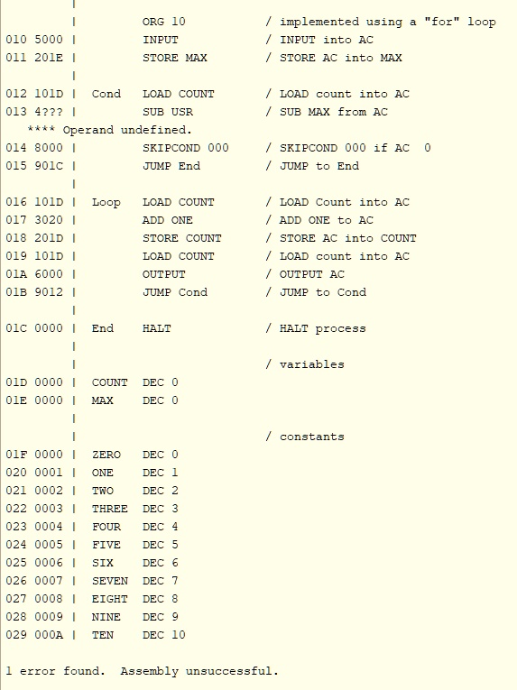 SOLVED: How would I fix this Marie code? I am getting an operand error ... SOLVED: How would I fix this Marie code? I am getting an operand error ...