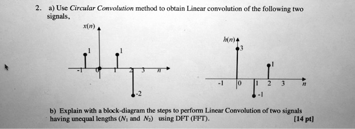 2. a) Use Circular Convolution method to obtain Linear convolution of the following two signals ...