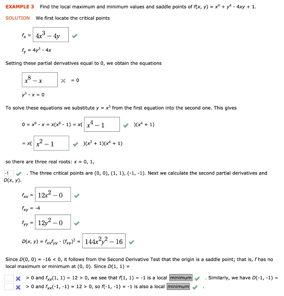 SOLVED EXAMPLE 3 Find The Local Maximum And Minimum Values And Saddle