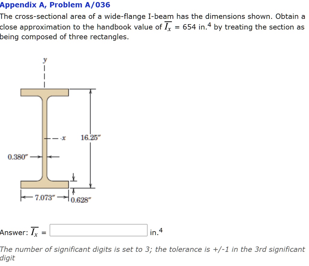 appendix a problem a036 the cross sectional area of a wide flange i ...