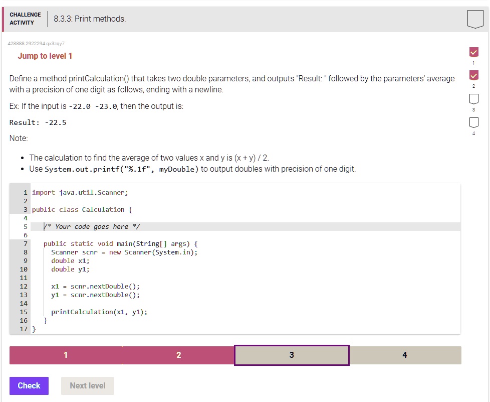 Solved Define A Method Printcalculation That Takes Two Double Parameters And Outputs Result 5446